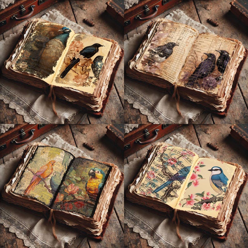 Birds Junk Journal Kit, 60 Printable Vintage Bird Pages (digital ...