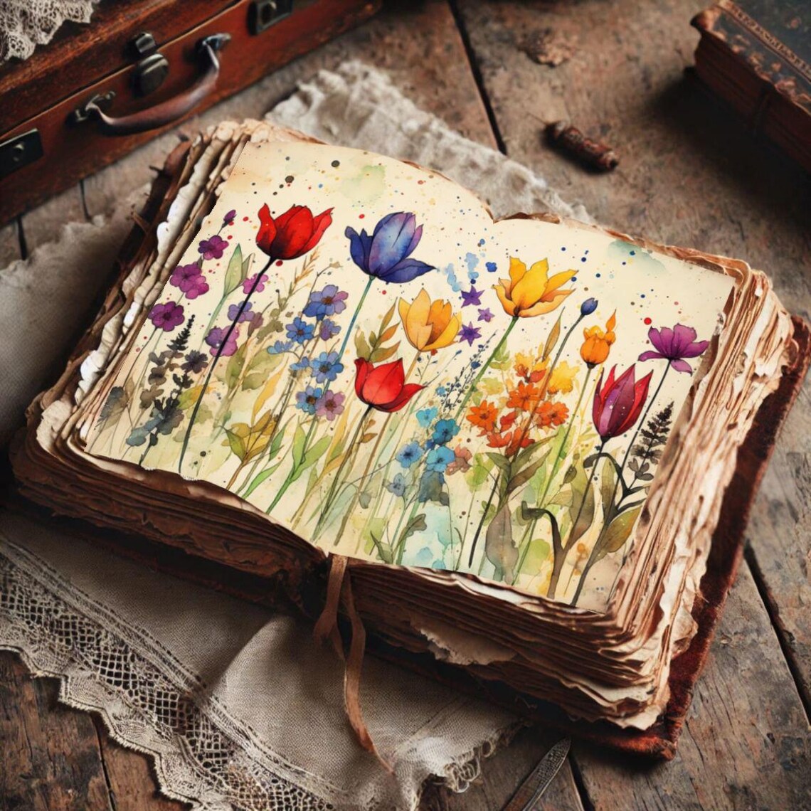 Watercolor Tulips Printable Papers - Spring Digital Floral Kit for ...