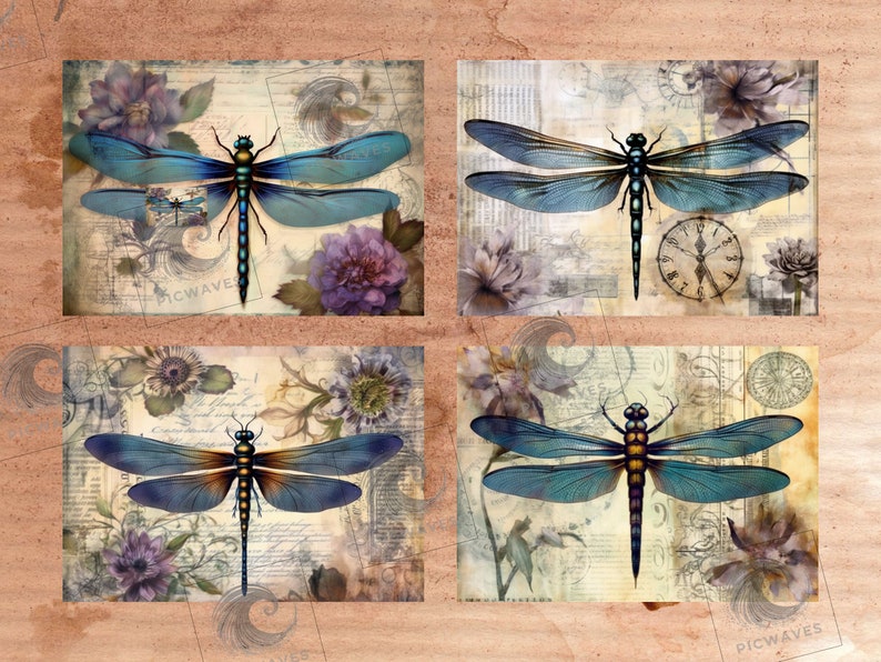 Dragonfly Junk Journal Pages Dragonflies Junk Journal 16 - Etsy