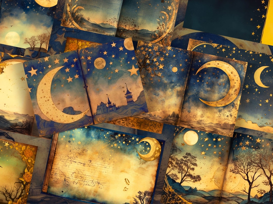 Moon Junk Journal Pages - Double Pages - Digital Download - Printable ...