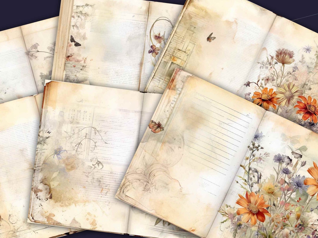 Floral Blank Journal Pages Flower Junk Journal Pages, Digital Download ...