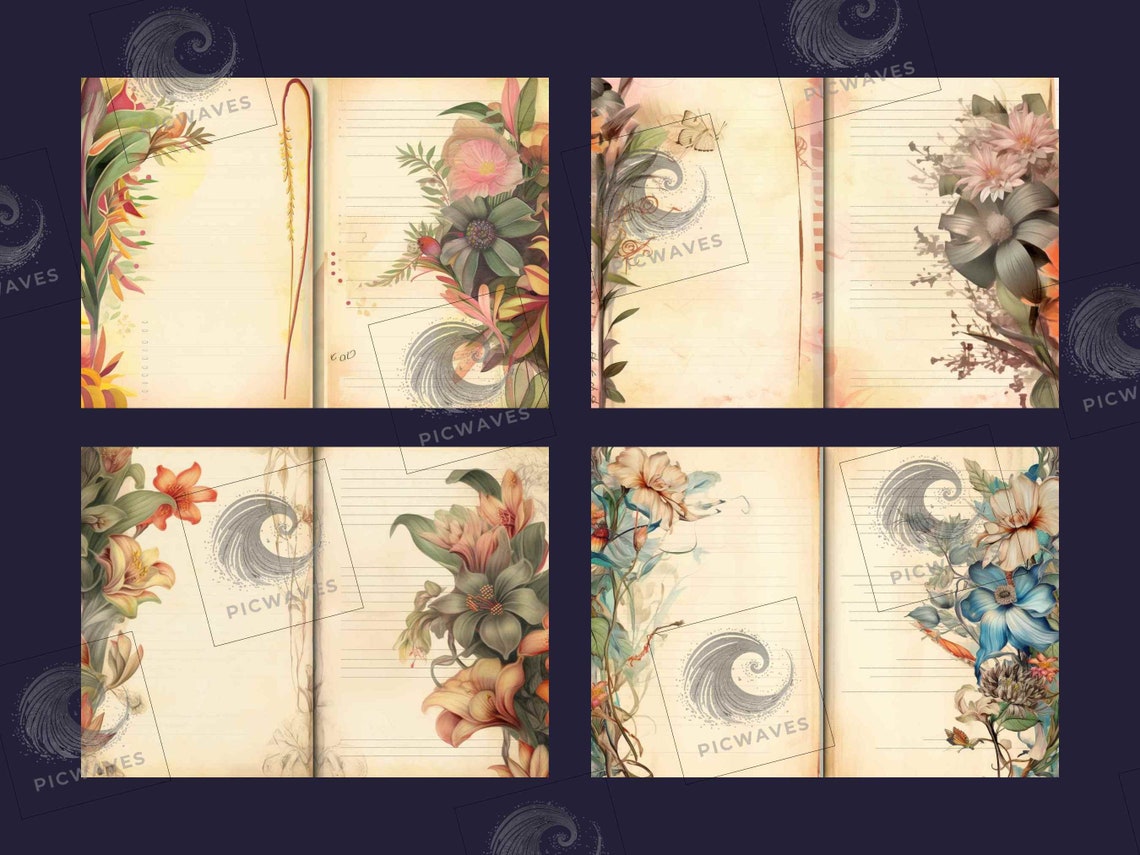 20 Floral Blank Vintage Junk Journal Pages Flower Vintage - Etsy