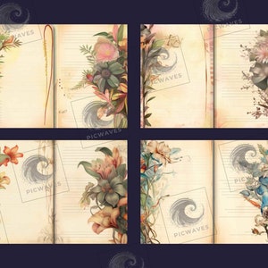 20 Floral Blank Vintage Junk Journal Pages Flower Vintage Junk Journal ...