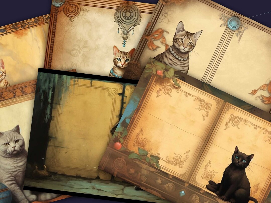 Cat Junk Journal Pages 40 Double Cats Junk Journal Pages - Etsy