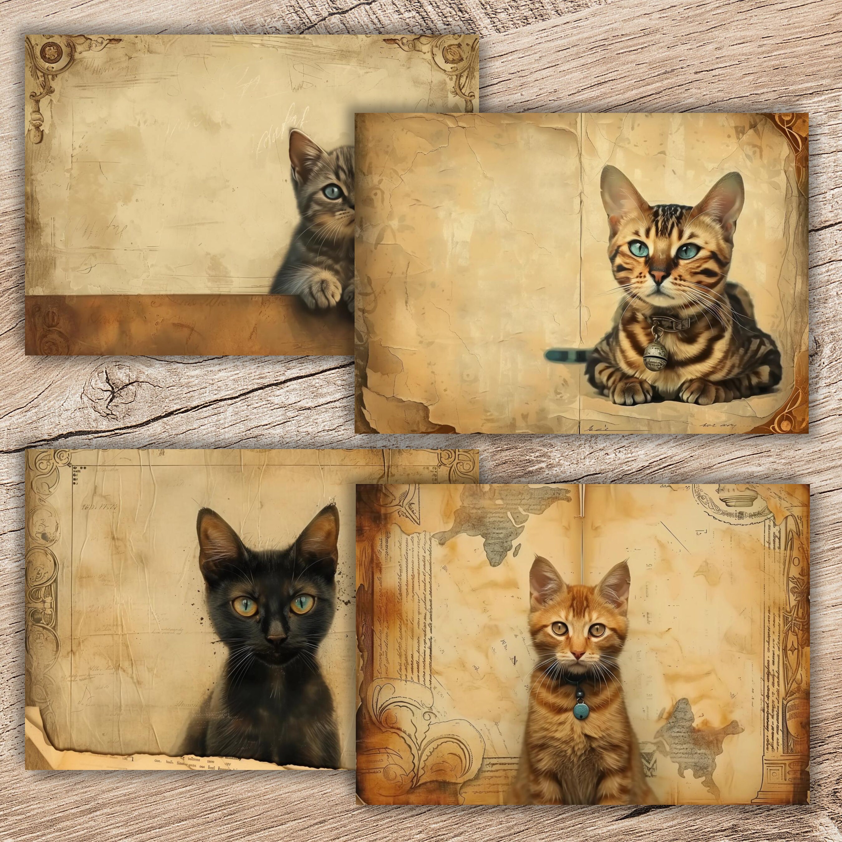 Cat Junk Journal Pages – Vintage Style Ephemera (PDF) - Etsy