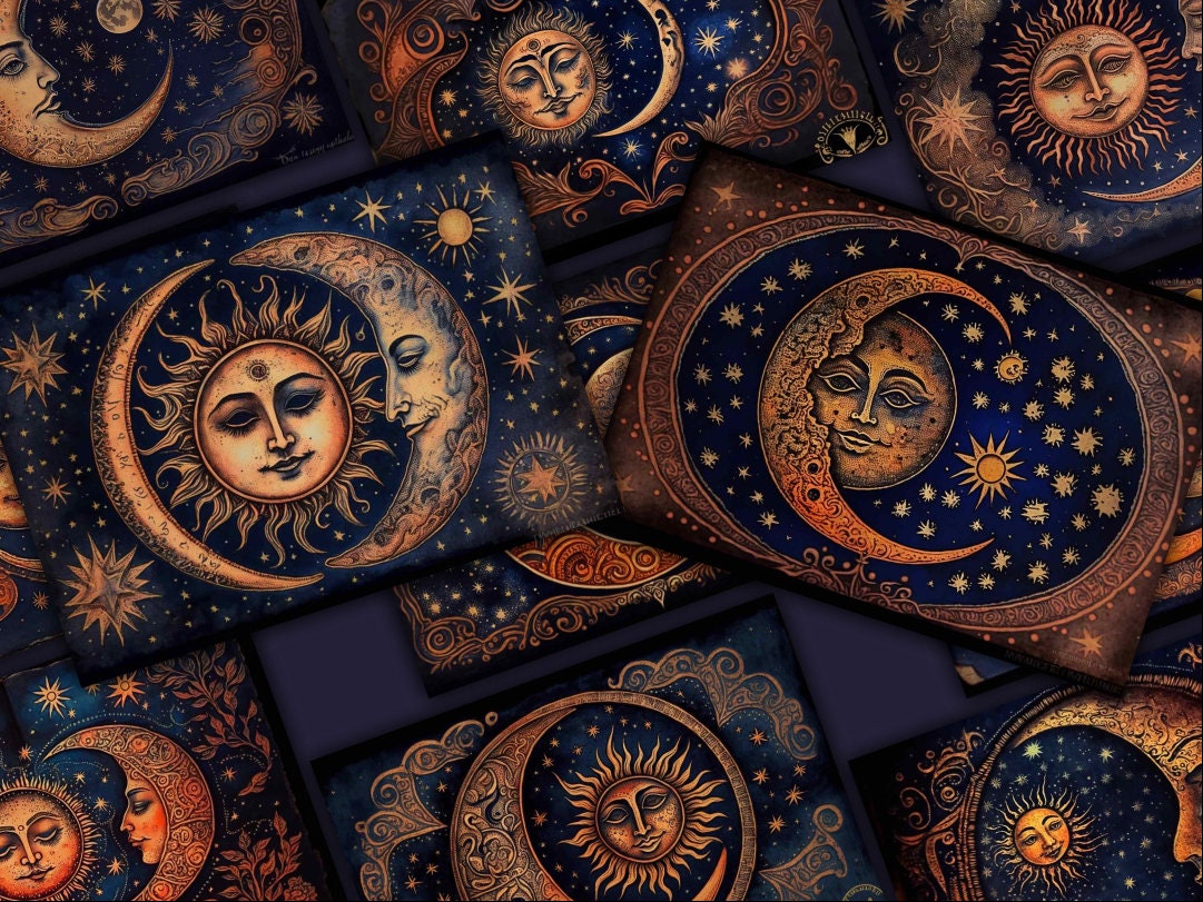 Moon Junk Journal Pages 15 Moon Double Pages Printable Pages Moon and ...