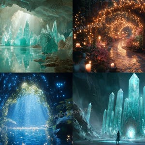 50 Crystal Cave Streaming Background, 16:9 Ratio. Sparkling Crystals ...
