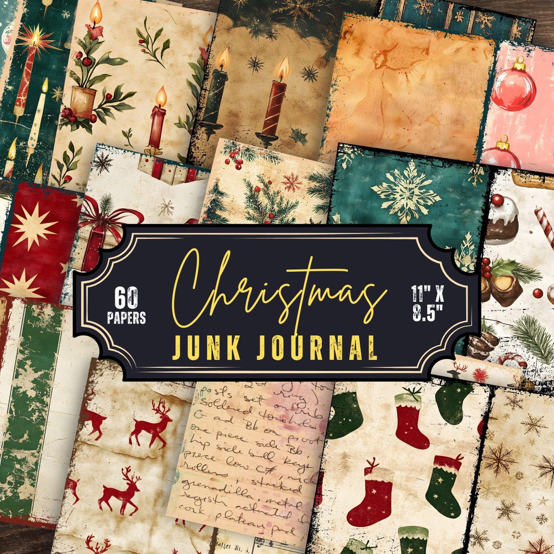 Christmas Junk Journal Printable Pages, Festive Holiday Paper Pack, Vintage Festive Christmas ...