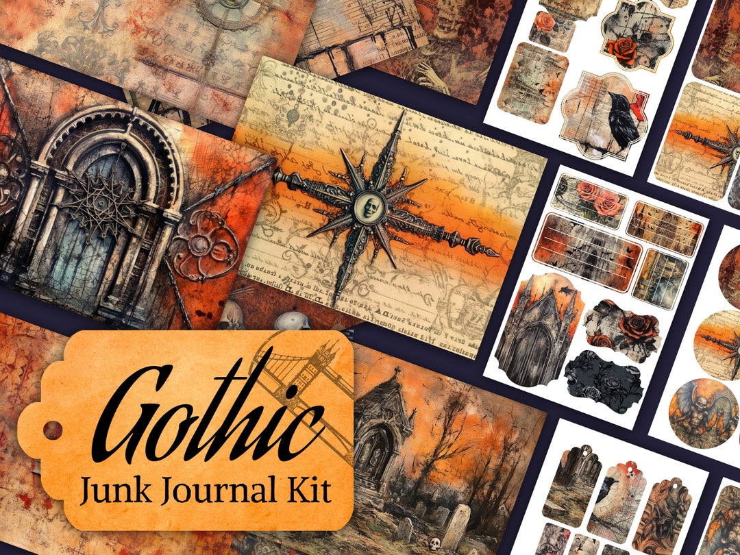 50 Gothic Junk Journal Pages & 12 Ephemera Full Pages Printable Pages ...
