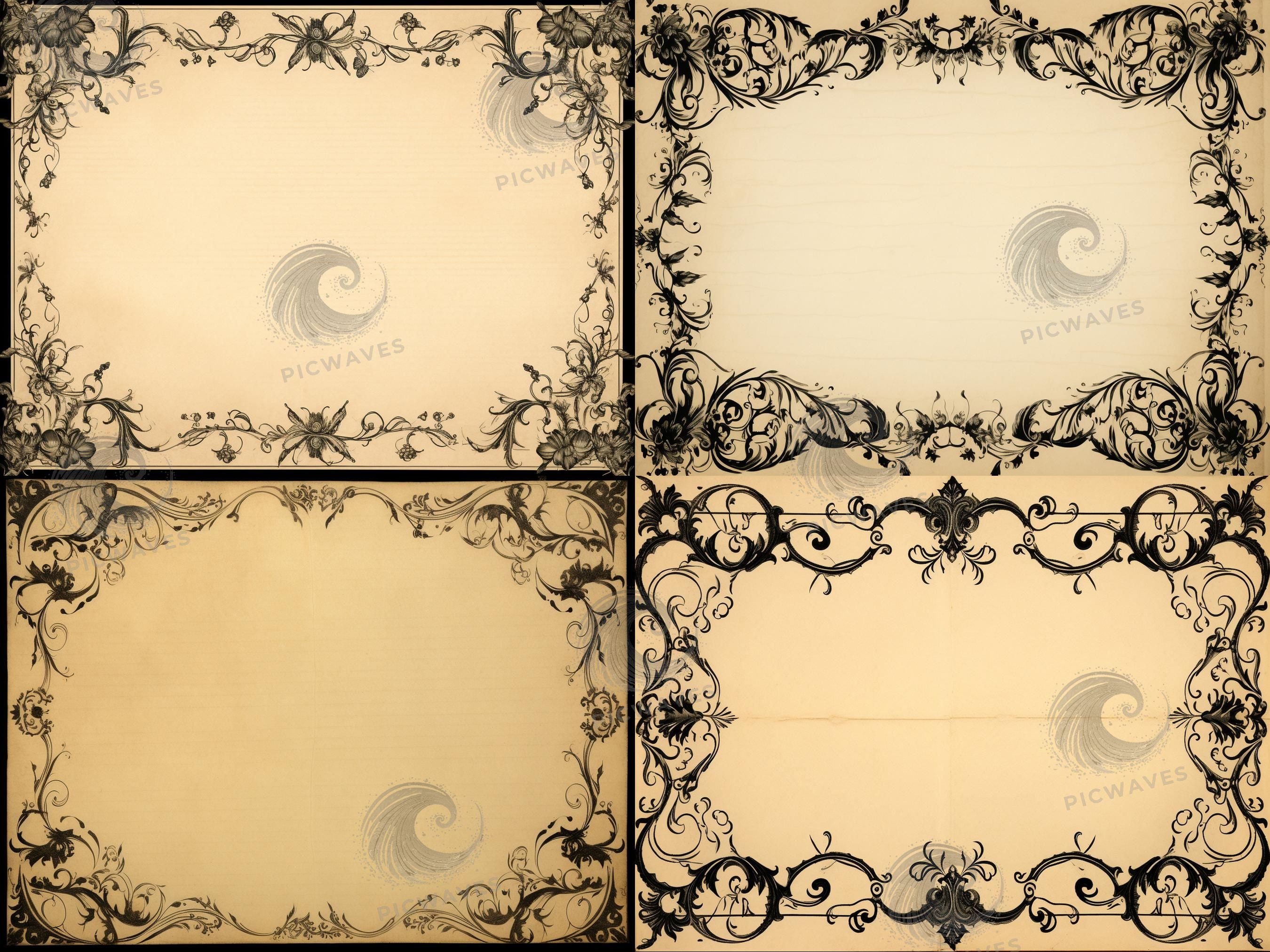 Basic Vintage Border Junk Journal Pages - 12 Double Printable Bordered ...