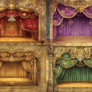Vintage Theater Digital Paper | Baroque Stage Printable Journal Pages ...