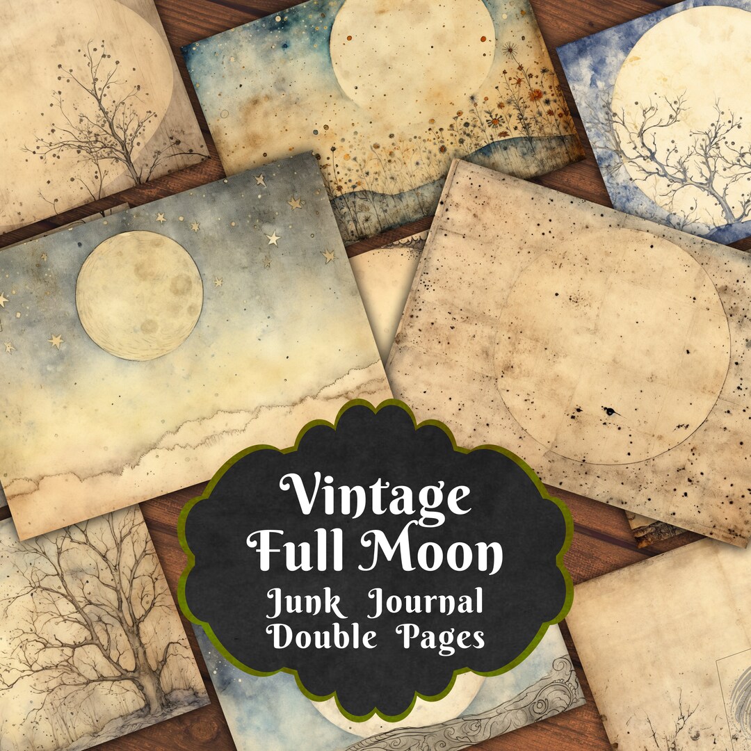 Moon Junk Journal Pages Double Pages Digital Download - Etsy