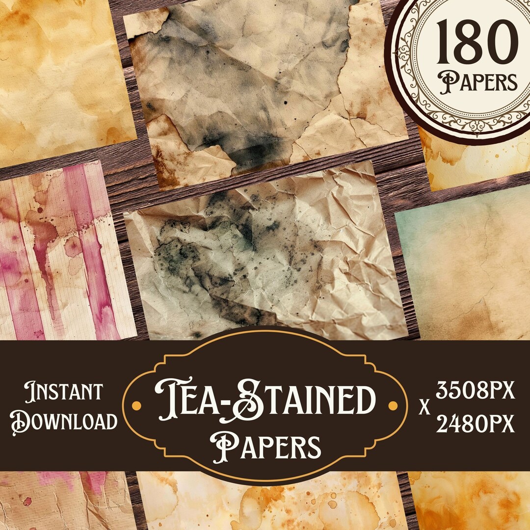 Printable Tea-stained Papers Coffee Stained Hand Dyed Textured Hand ...