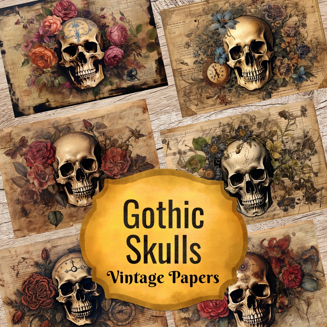 Gothic Skull Papers Junk Journal Papers, Vintage Gothic Journal Pages ...