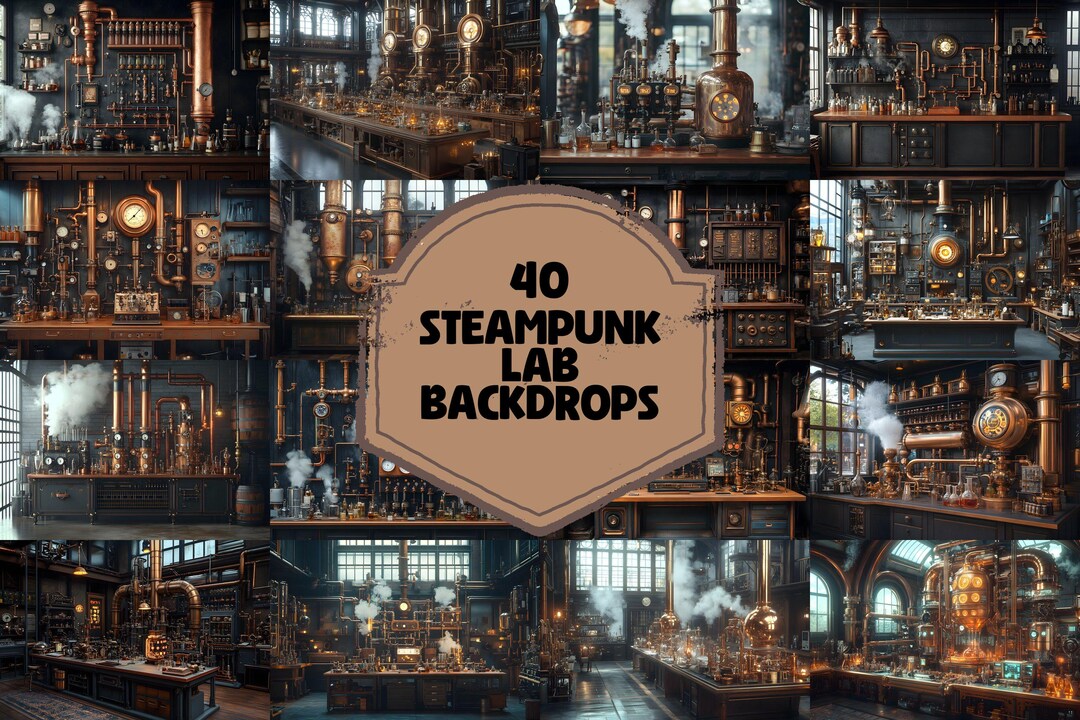 40 Steampunk Lab Photography Backdrops | Digital Studio Wedding ...
