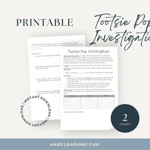 Tootsie Pop Lab Investigation Printable| Lab Investigation Printable ...