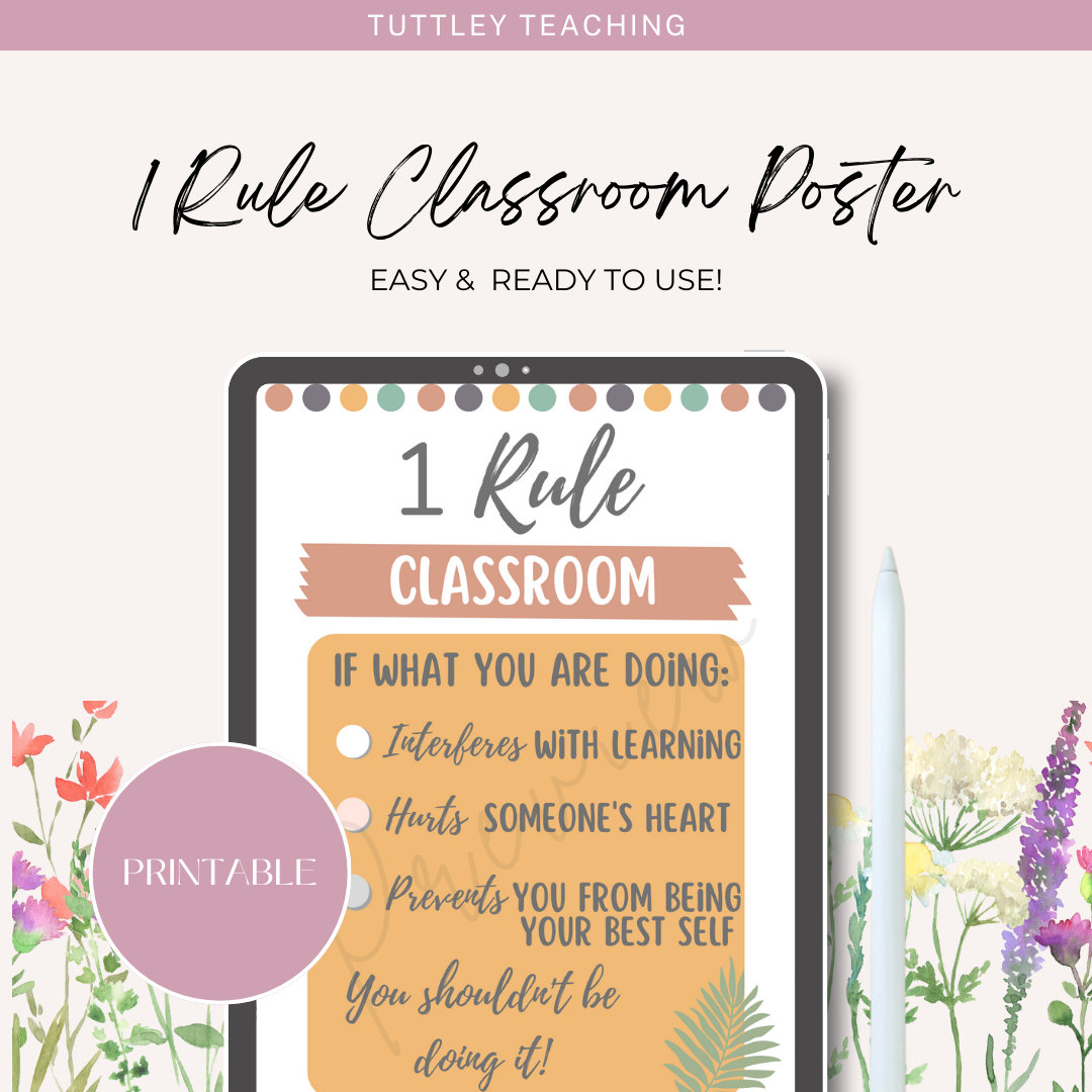 1 Rule Classroom Poster| Classroom Rules| Classroom Poster| Classroom ...