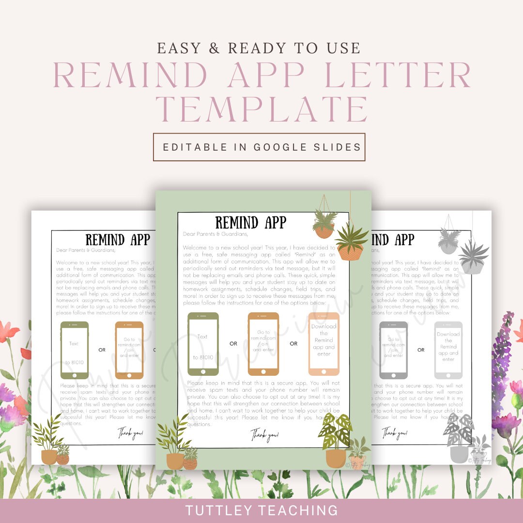 Editable Remind App Letter| Remind App Letter Template| Remind App ...