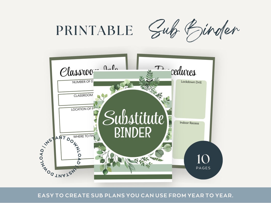 Substitute Binder | Teacher Substitute | Sub Teacher Binder | Digital ...