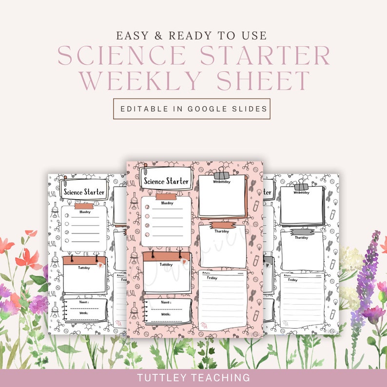 Weekly Science Starter Sheet| Weekly Warm up Sheet| Weekly Bell Ringer ...