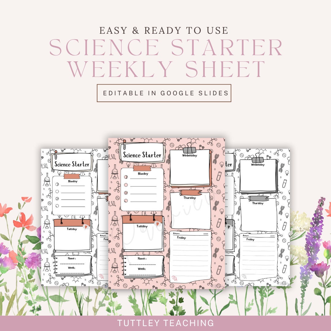 Weekly Science Starter Sheet| Weekly Warm up Sheet| Weekly Bell Ringer ...