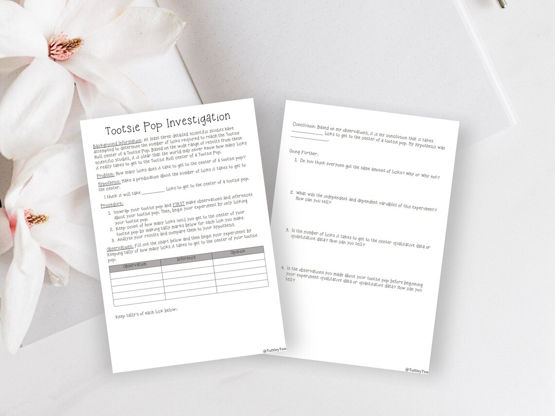 Tootsie Pop Lab Investigation Printable| Lab Investigation Printable ...