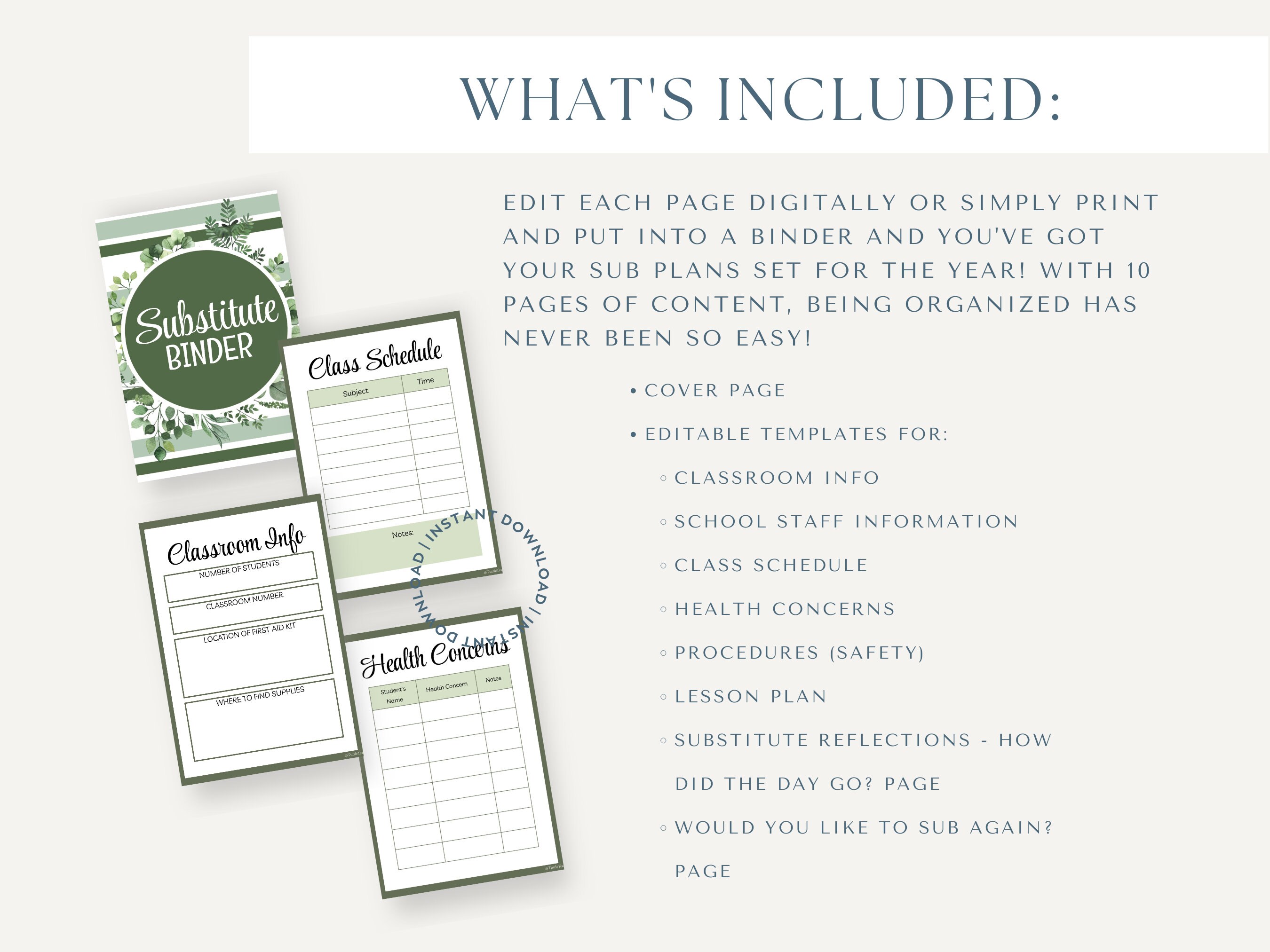 Substitute Binder | Teacher Substitute | Sub Teacher Binder | Digital ...