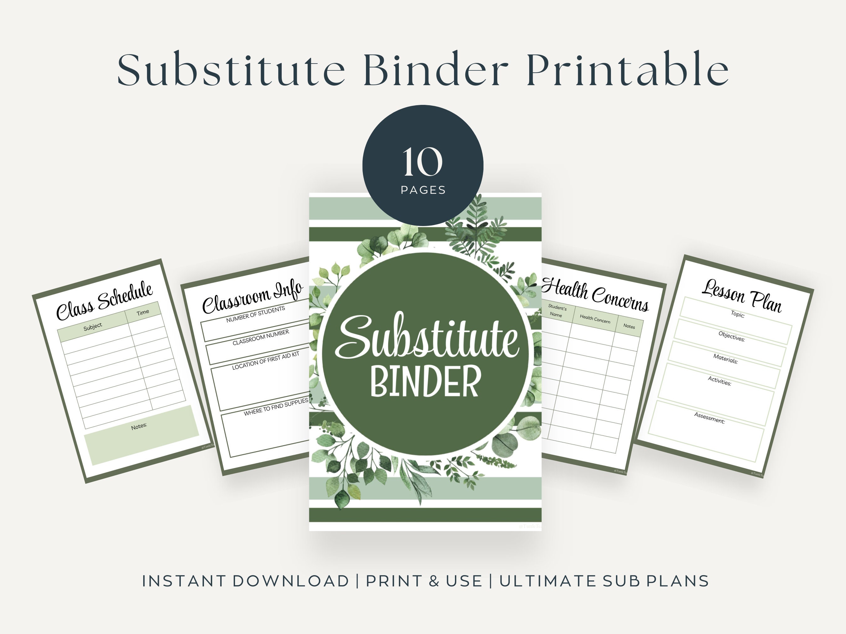 Substitute Binder Teacher Substitute Sub Teacher Binder Digital ...