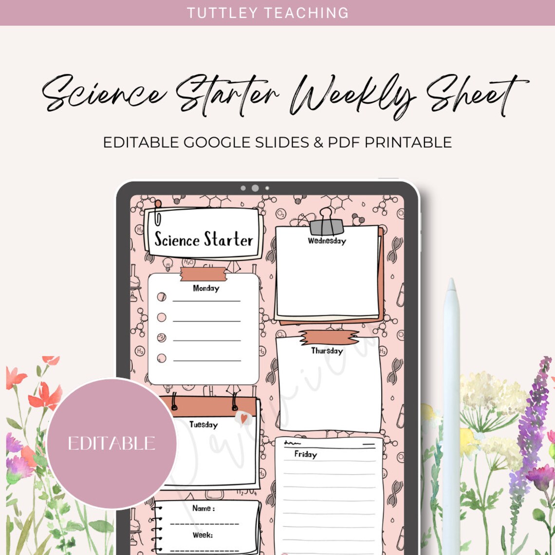 Weekly Science Starter Sheet| Weekly Warm up Sheet| Weekly Bell Ringer ...