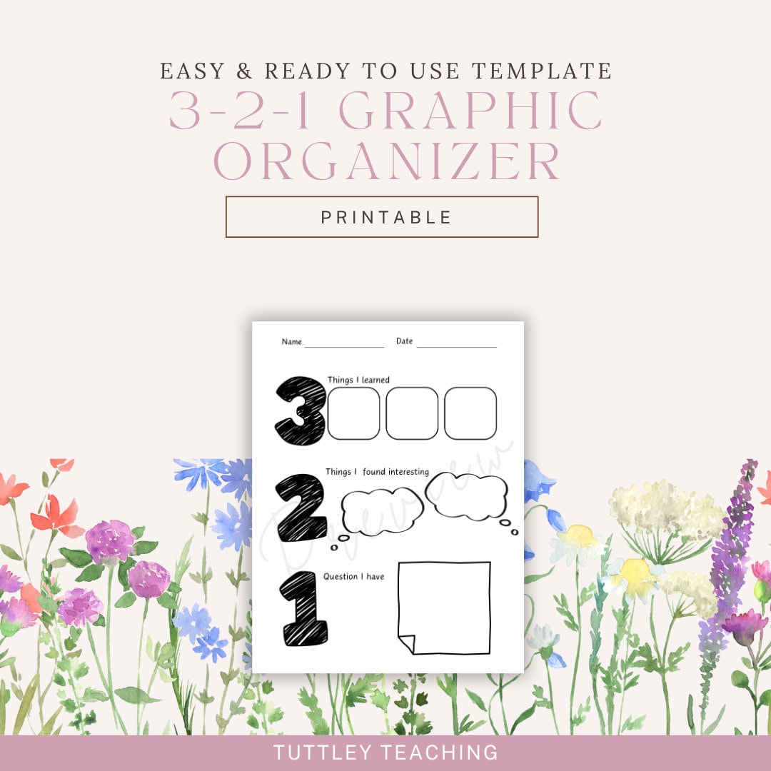 3-2-1 Graphic Organizer| Graphic Organizer| Reflection Sheets| Teacher ...