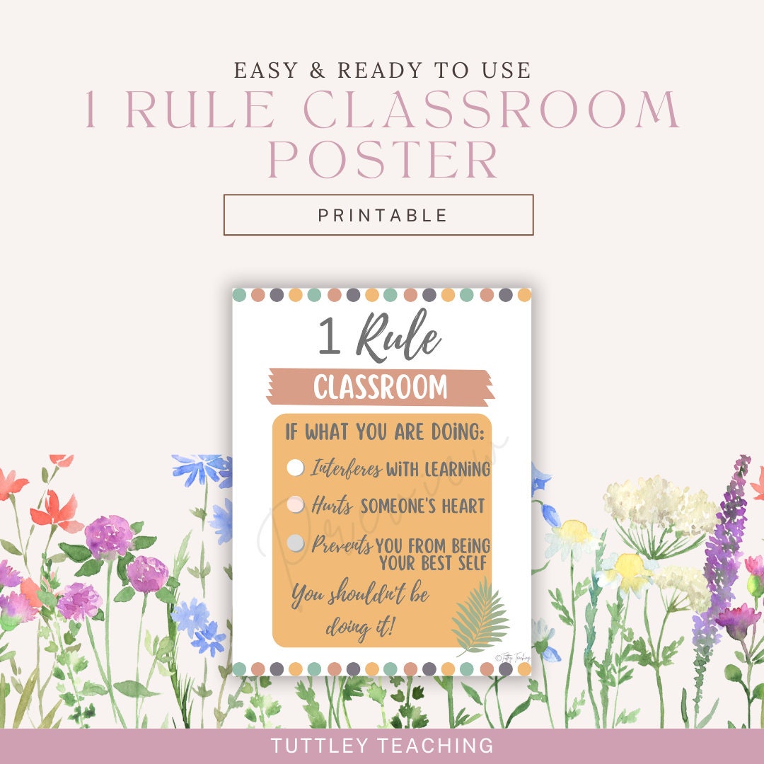 1 Rule Classroom Poster| Classroom Rules| Classroom Poster| Classroom ...