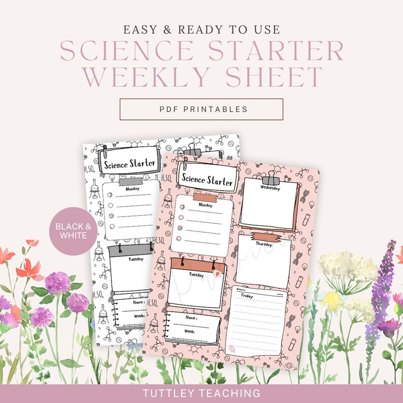 Weekly Science Starter Sheet| Weekly Warm up Sheet| Weekly Bell Ringer ...