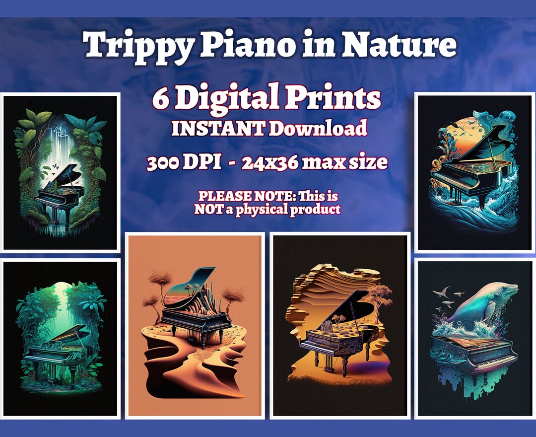 Trippy Piano in Nature Music Poster 10 PCS Trippy Music Wall - Etsy