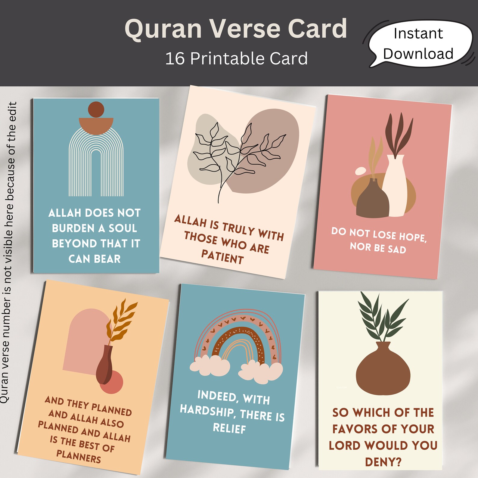 Quran Verse Card, Islamic Reminder, Affirmation Card, Printable Card ...