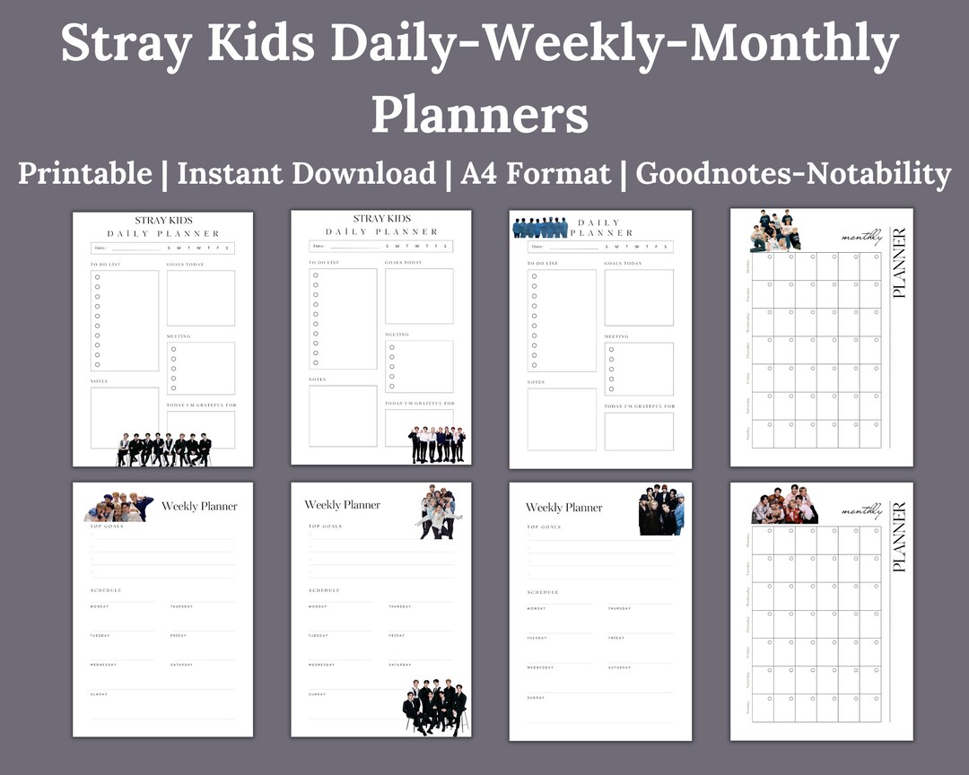 Stray Kids Printable Digital Daily Weekly Monthly Planner Bundle, Gift ...