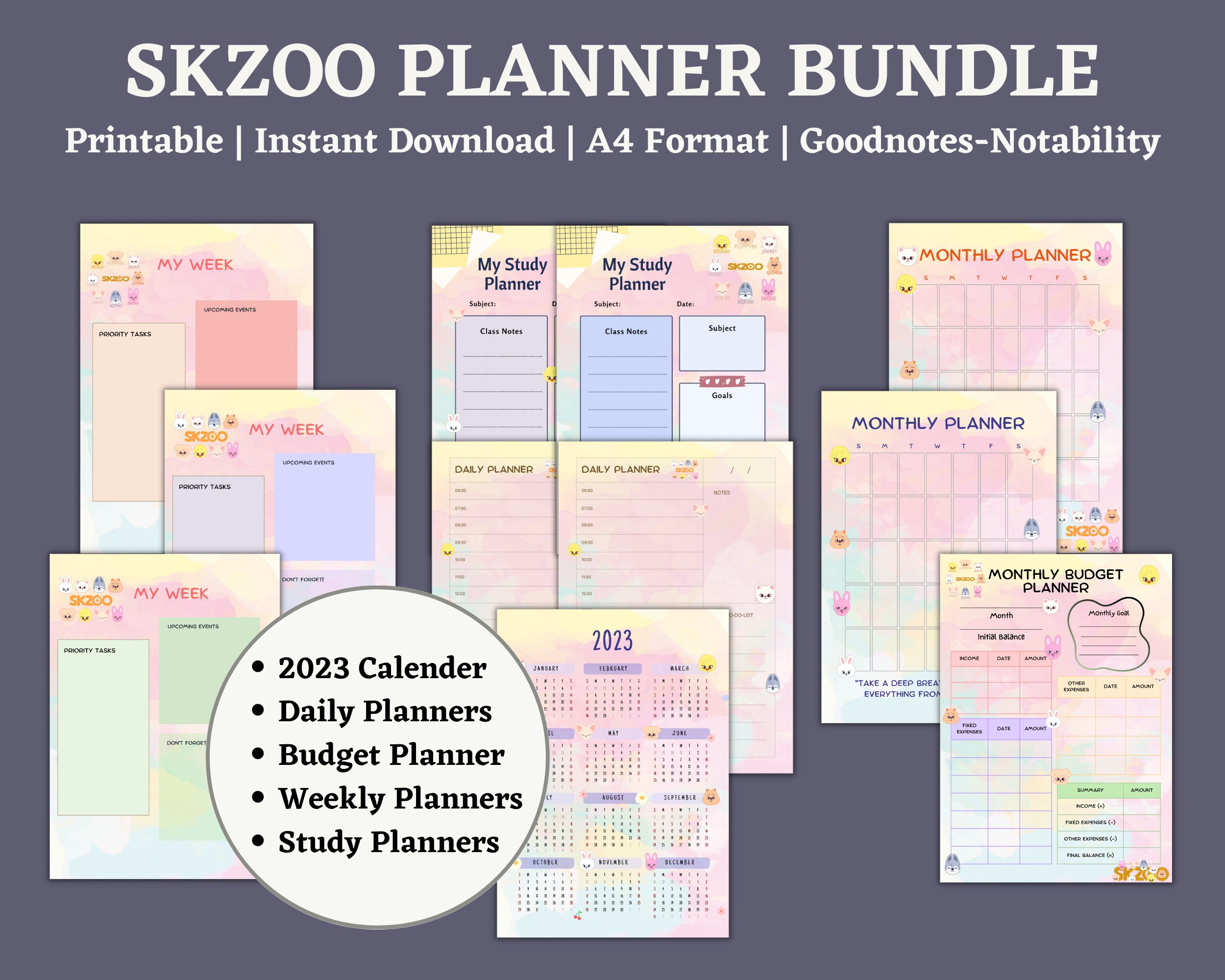 Skzoo Printable Digital Download Colorful Monthly Weekly Kpop - Etsy ...