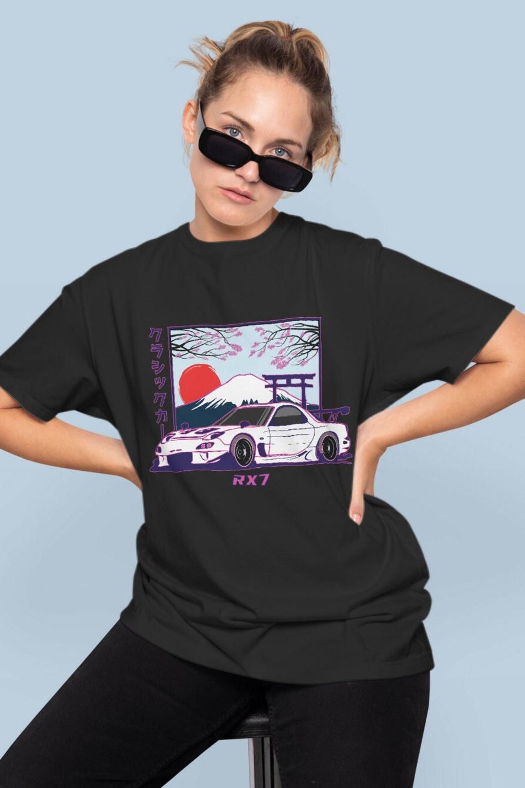 RX7 Car With Cherry Blossoms, Car Enthusiast Shirt, Mazda/jdm Apparel ...