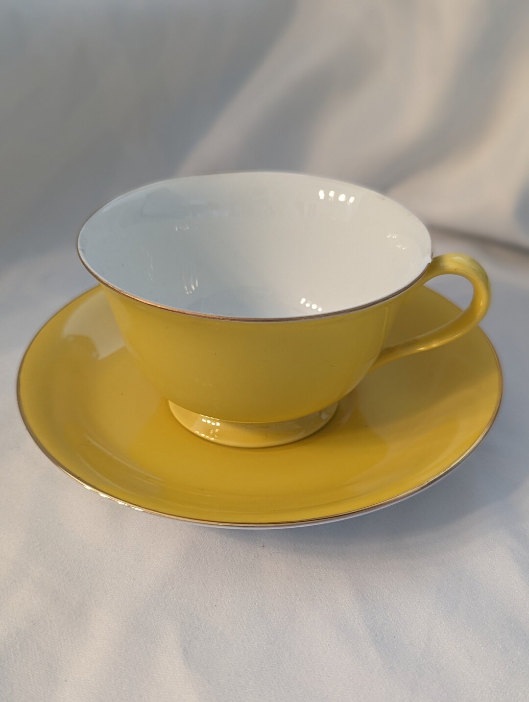 Vintage Noritake Yellow Teacup and Saucer - Etsy