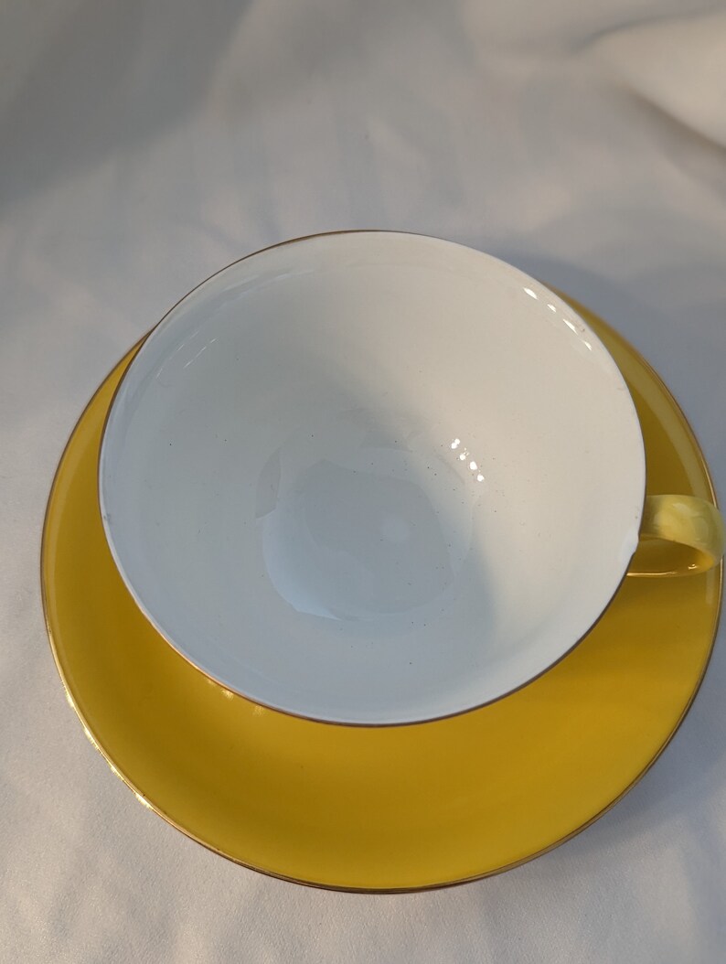 Vintage Noritake Yellow Teacup and Saucer - Etsy