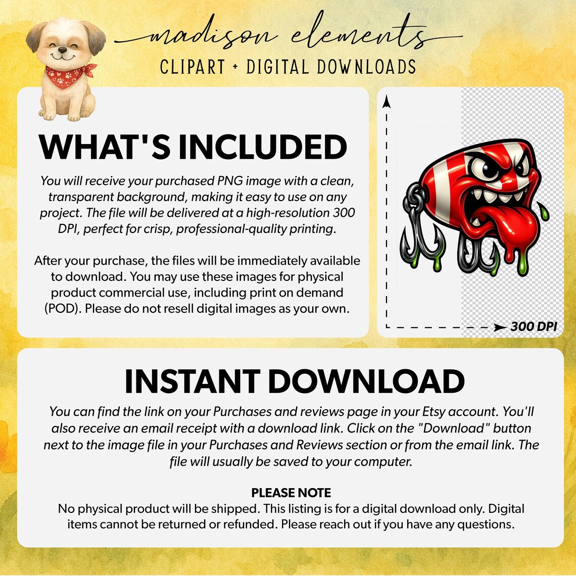 Fishing Lure Monster Digital Download PNG, Cartoonish Evil Fishing Lure ...