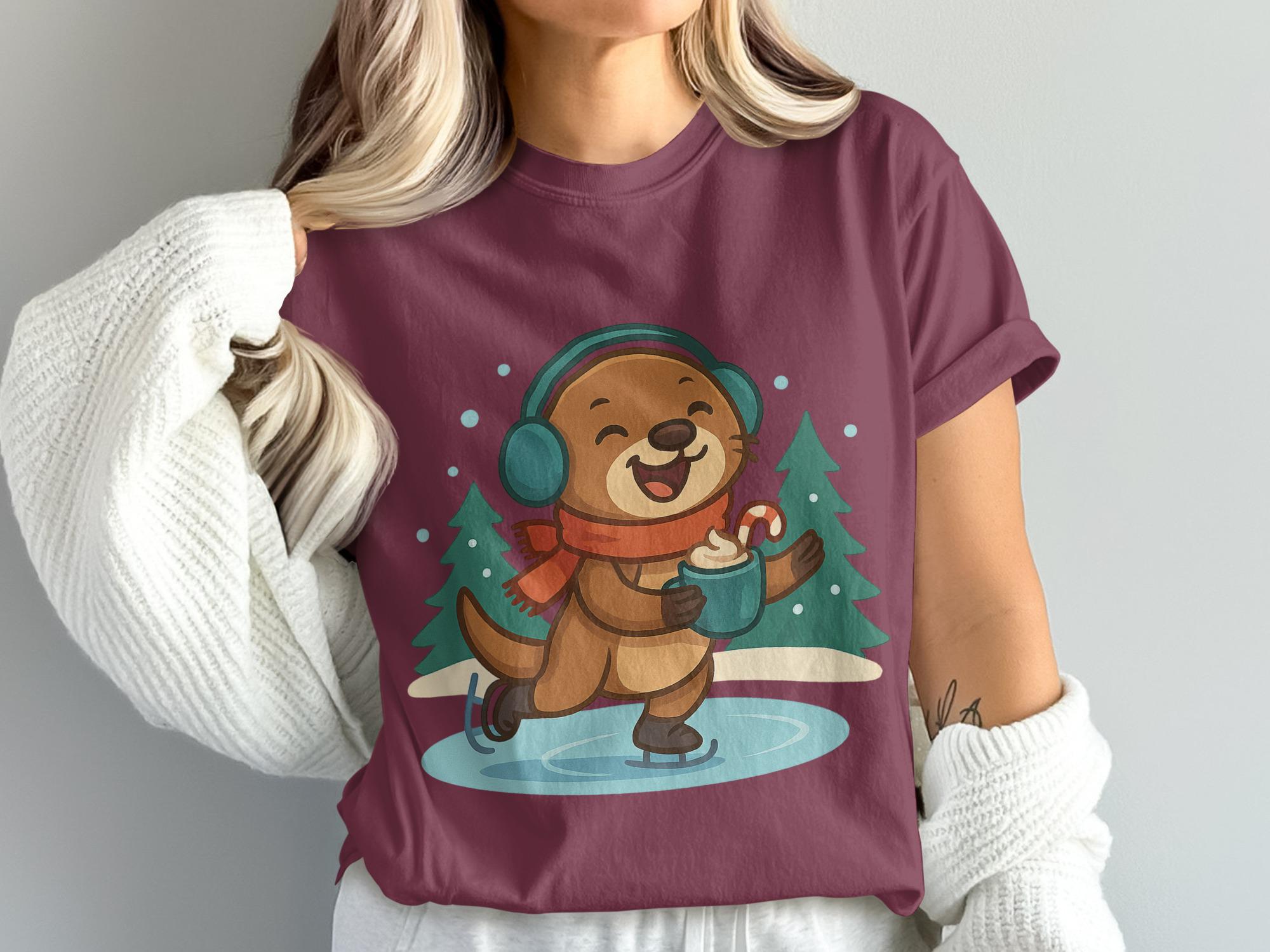 Otter Ice Skating PNG, Hot Cocoa Digital Download, Winter Animal PNG ...