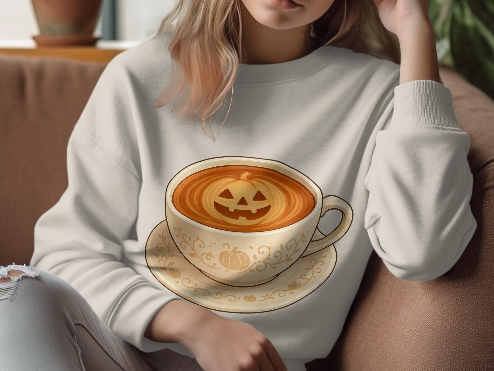 Pumpkin Latte Art PNG, Halloween Coffee Digital, Fall Drink Digital ...