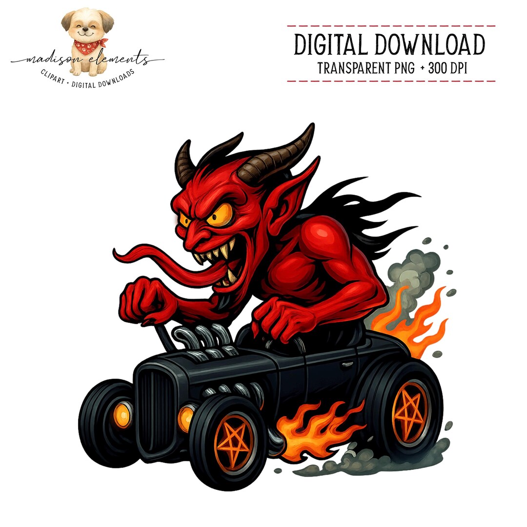 Halloween Devil Race Car Digital PNG, Evil Wacky Racers Derby Car ...