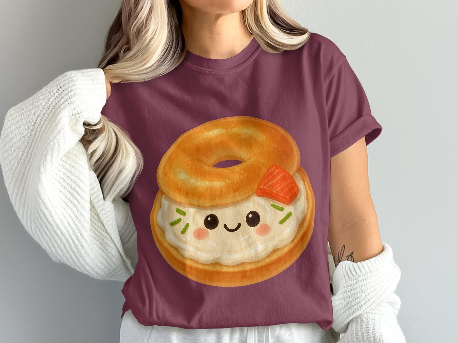 Cute Bagel PNG Digital, Bagel With Cream Cheese and Salmon Clipart ...
