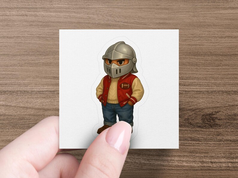 Preppy Knight Mascot Digital PNG, Knight in Letterman Jacket Digital ...