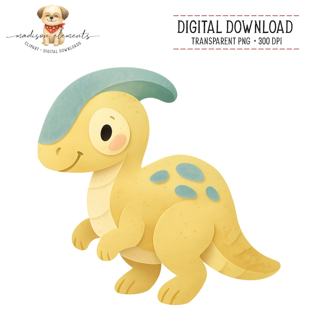 Cute Parasaurolophus Digital PNG Download, Dinosaur Clipart, Baby Dino ...