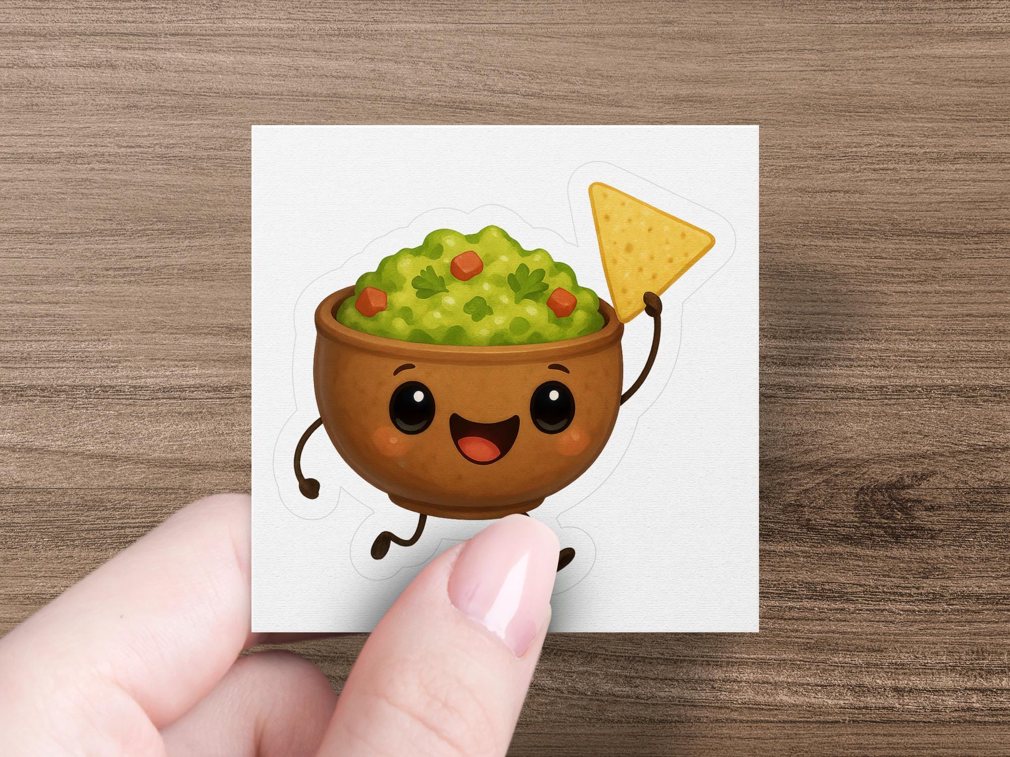 Cute Guacamole Bowl Digital PNG, Kawaii Food Art, Smiling Guacamole Art ...
