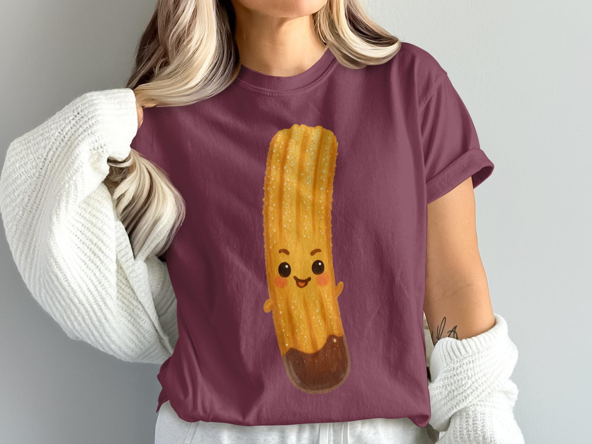 Cute Churro Digital PNG, Dessert Illustration, Foodie Art Print, Funny ...