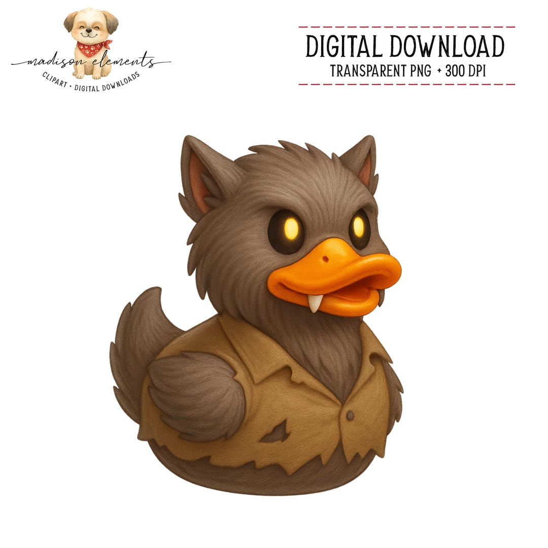 Werewolf Duck PNG, Halloween Rubber Duck, Spooky Digital Download ...