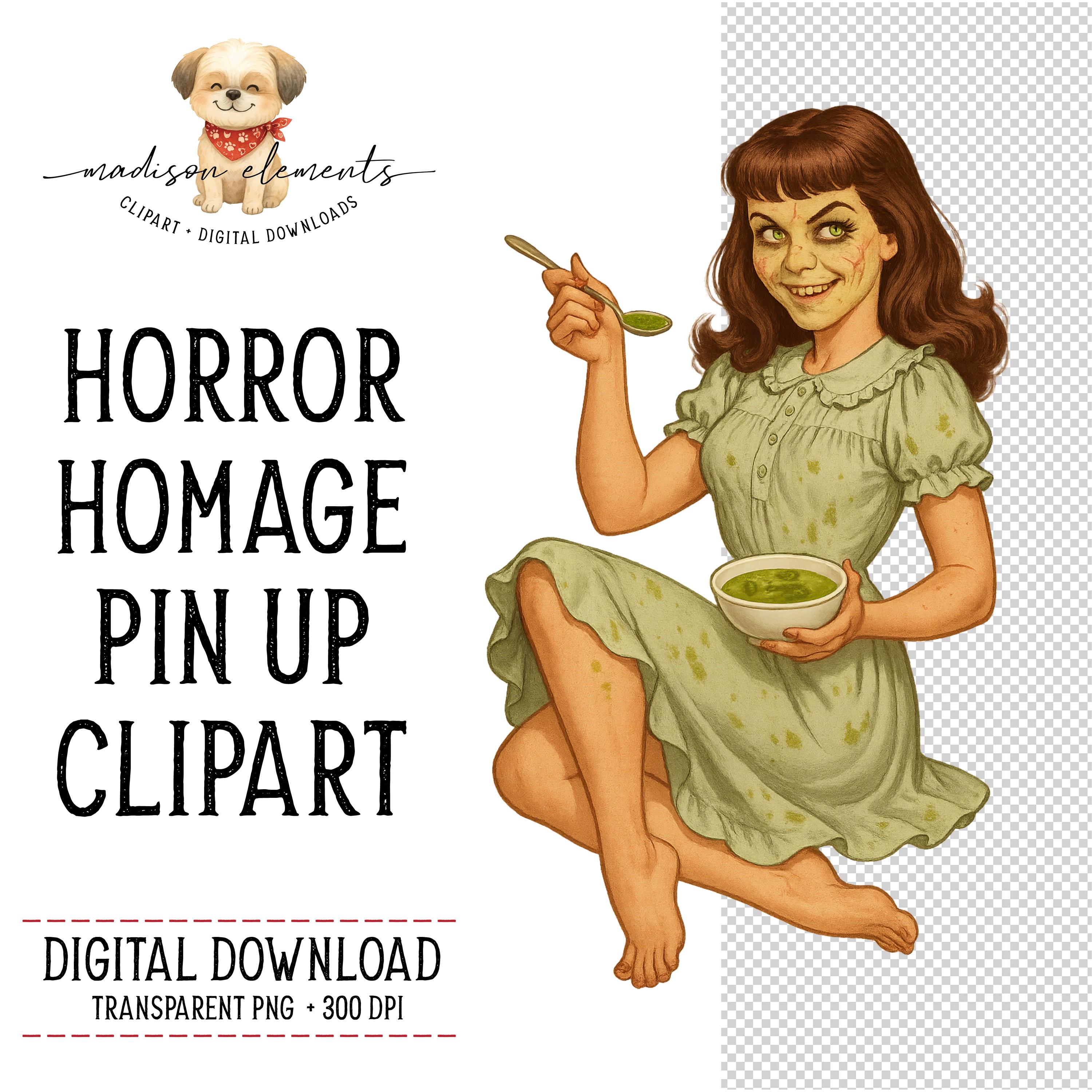 Possessed Girl Digital, Pea Soup Vomit, Zombie Sublimation Design ...